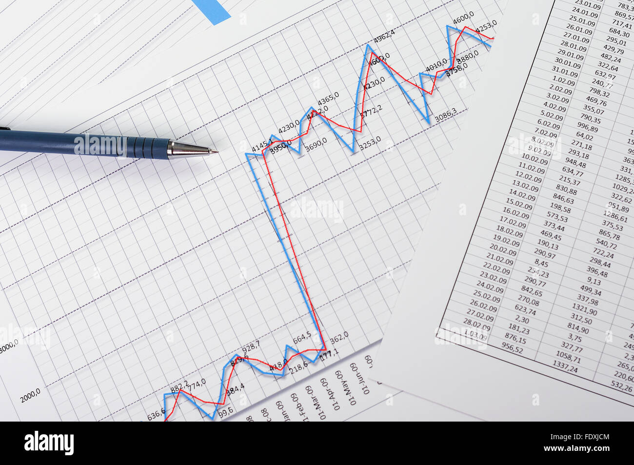 Charts and graphs of sales - a symbol of successful corporate business ...