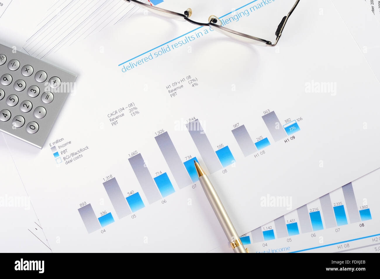 Charts and graphs of sales - a symbol of successful corporate business ...