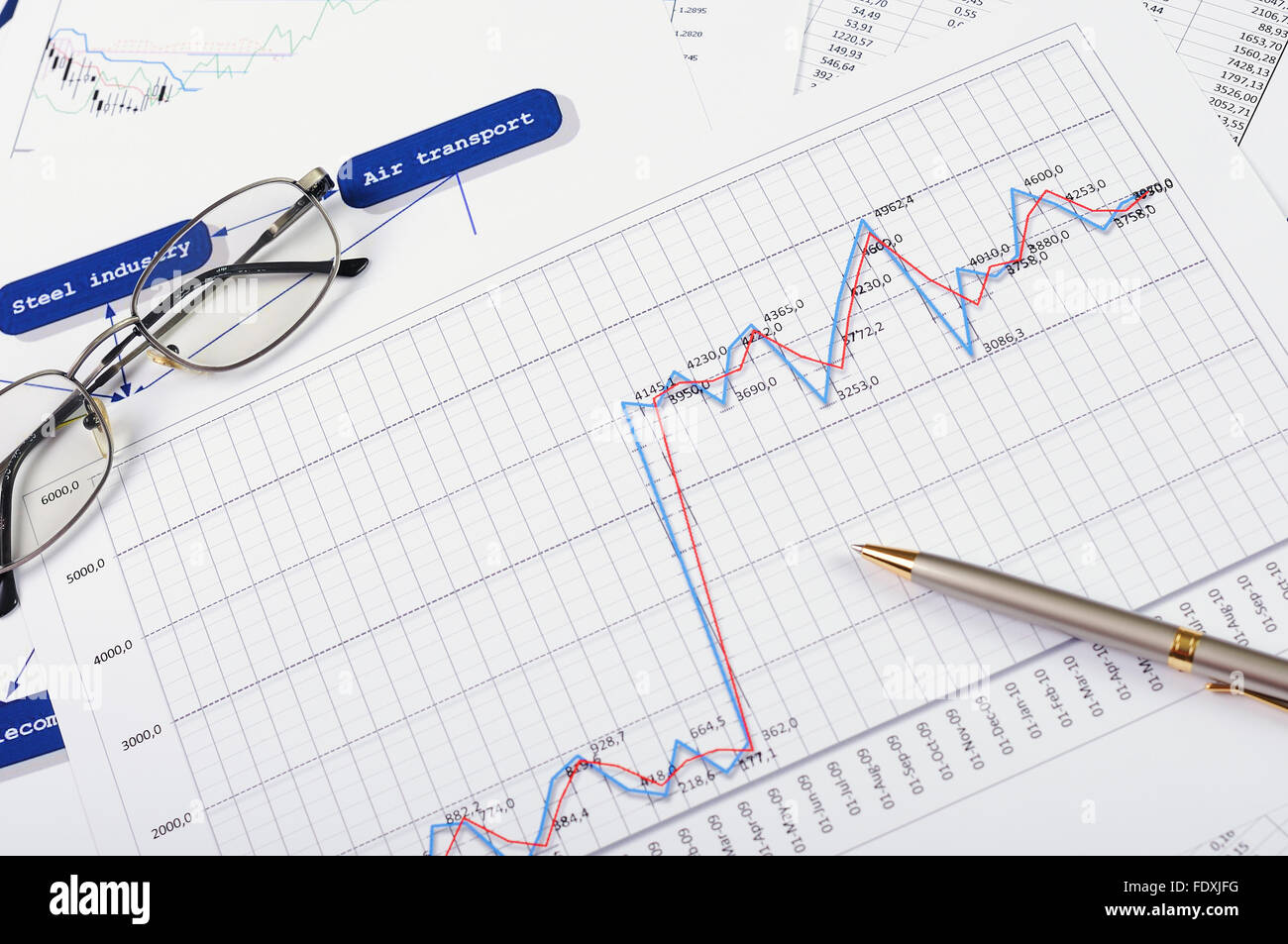 Charts and graphs of sales - a symbol of successful corporate business ...