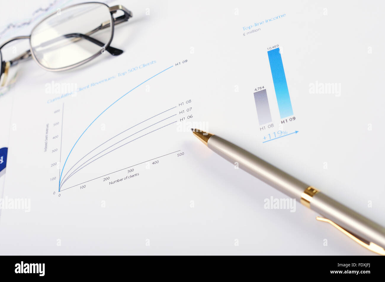 Charts and graphs of sales - a symbol of successful corporate business ...