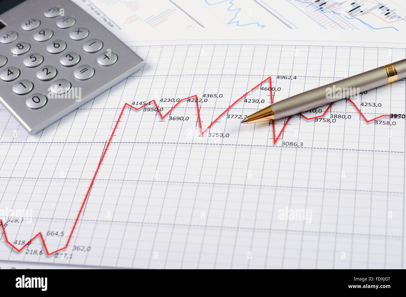 Charts and graphs of sales - a symbol of successful corporate business ...