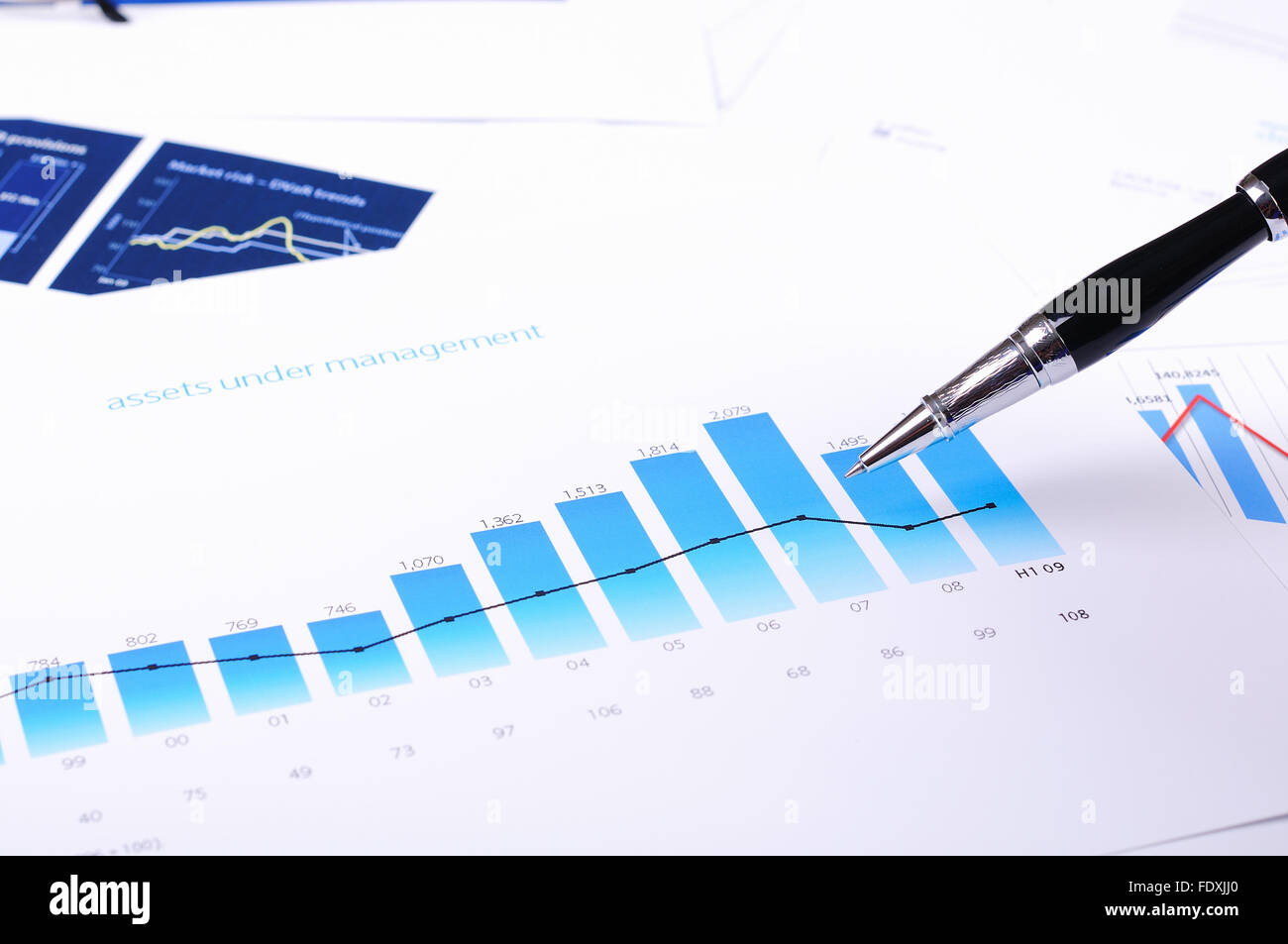 Charts and graphs of sales - a symbol of successful corporate business ...