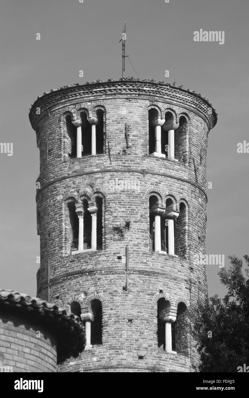 Round bell tower the New Basilica of Saint Apollinaris. Ravenna, Italy ...
