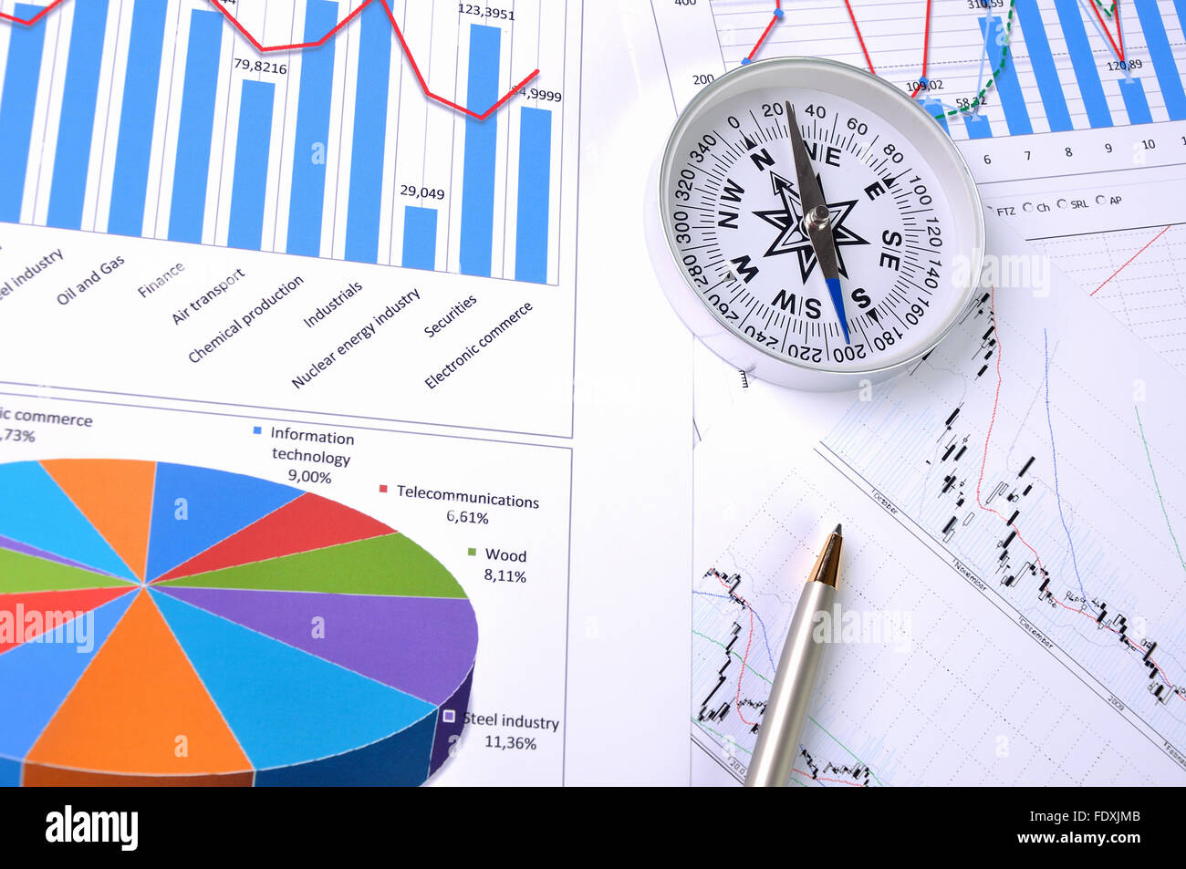 Graphs and charts. Workplace businessman Stock Photo - Alamy