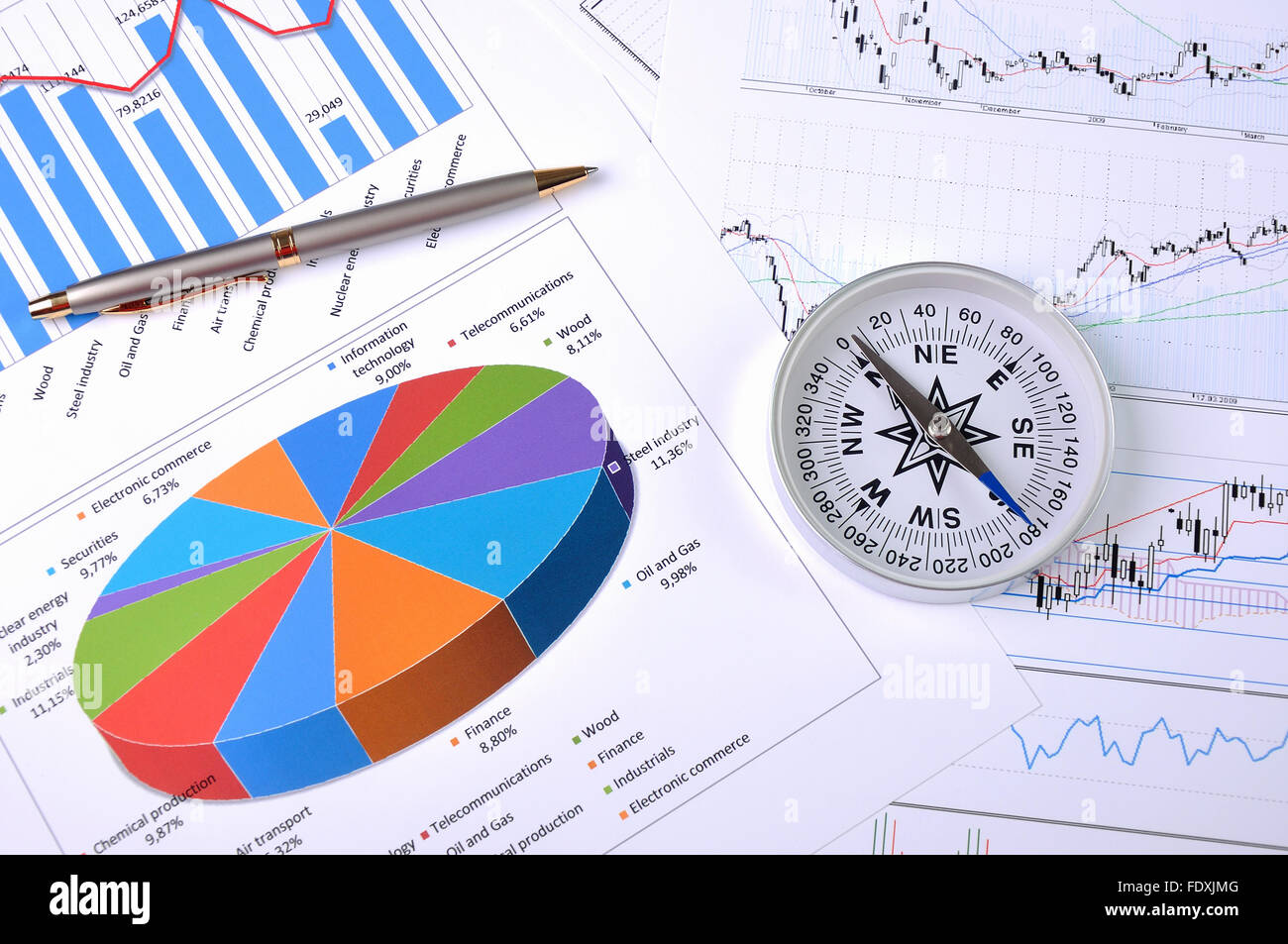 Graphs and charts. Workplace businessman Stock Photo - Alamy