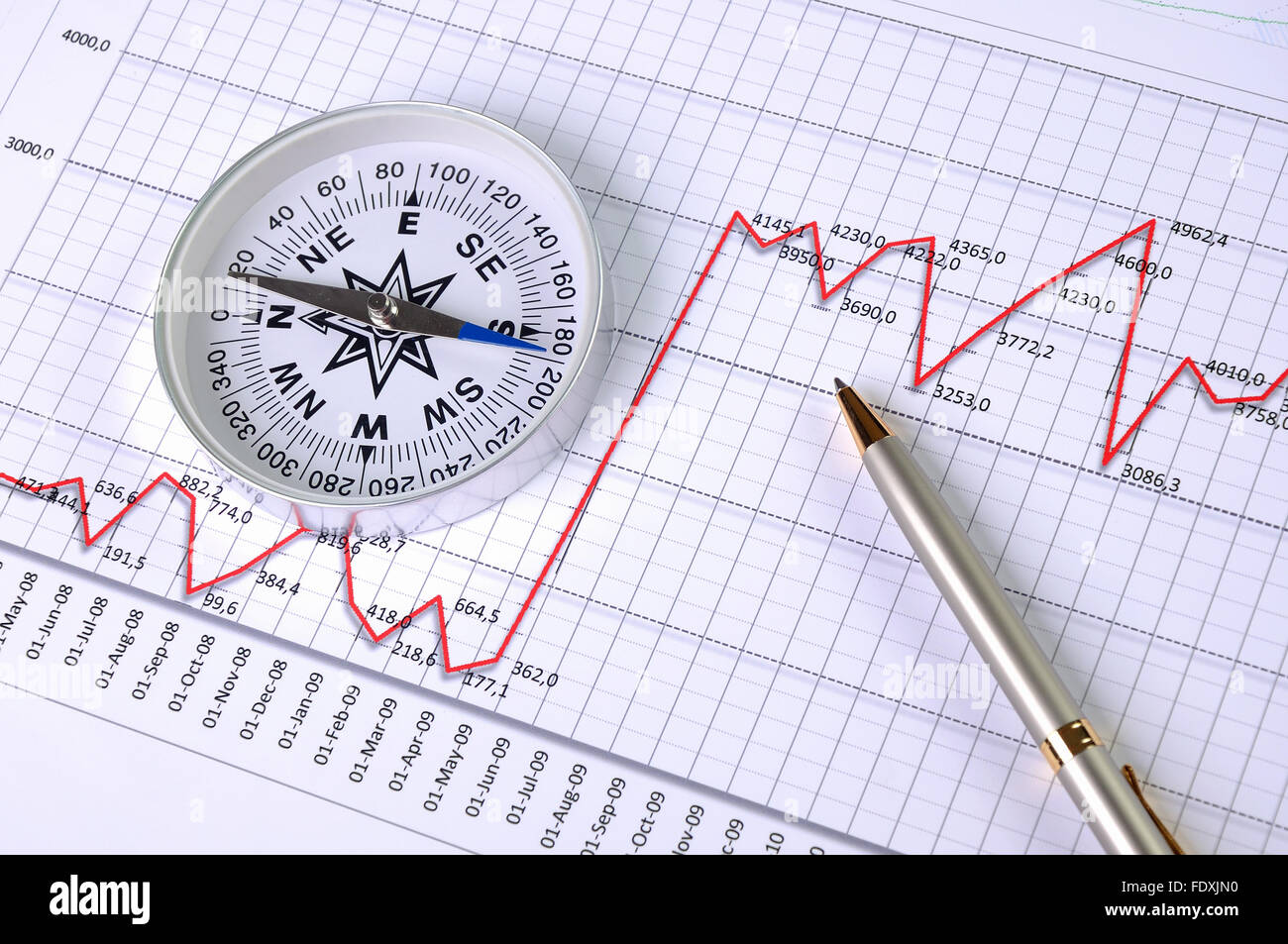 Graphs and charts. Workplace businessman Stock Photo - Alamy