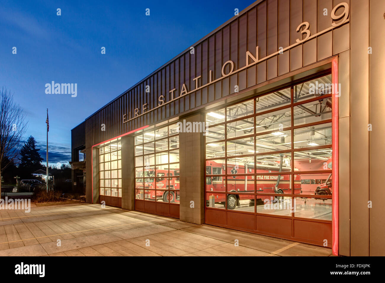 Fire Station in Seattle Washington USA. Photographed at twilight Stock ...
