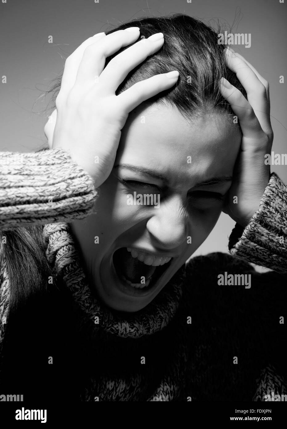 Woman scream anger Black and White Stock Photos & Images - Alamy