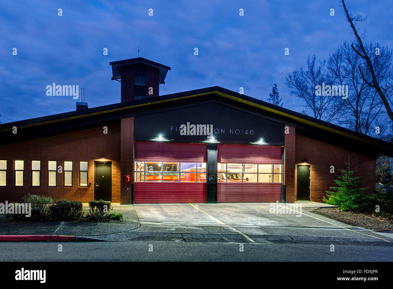 Fire Station in Seattle Washington USA. Photographed at twilight Stock ...
