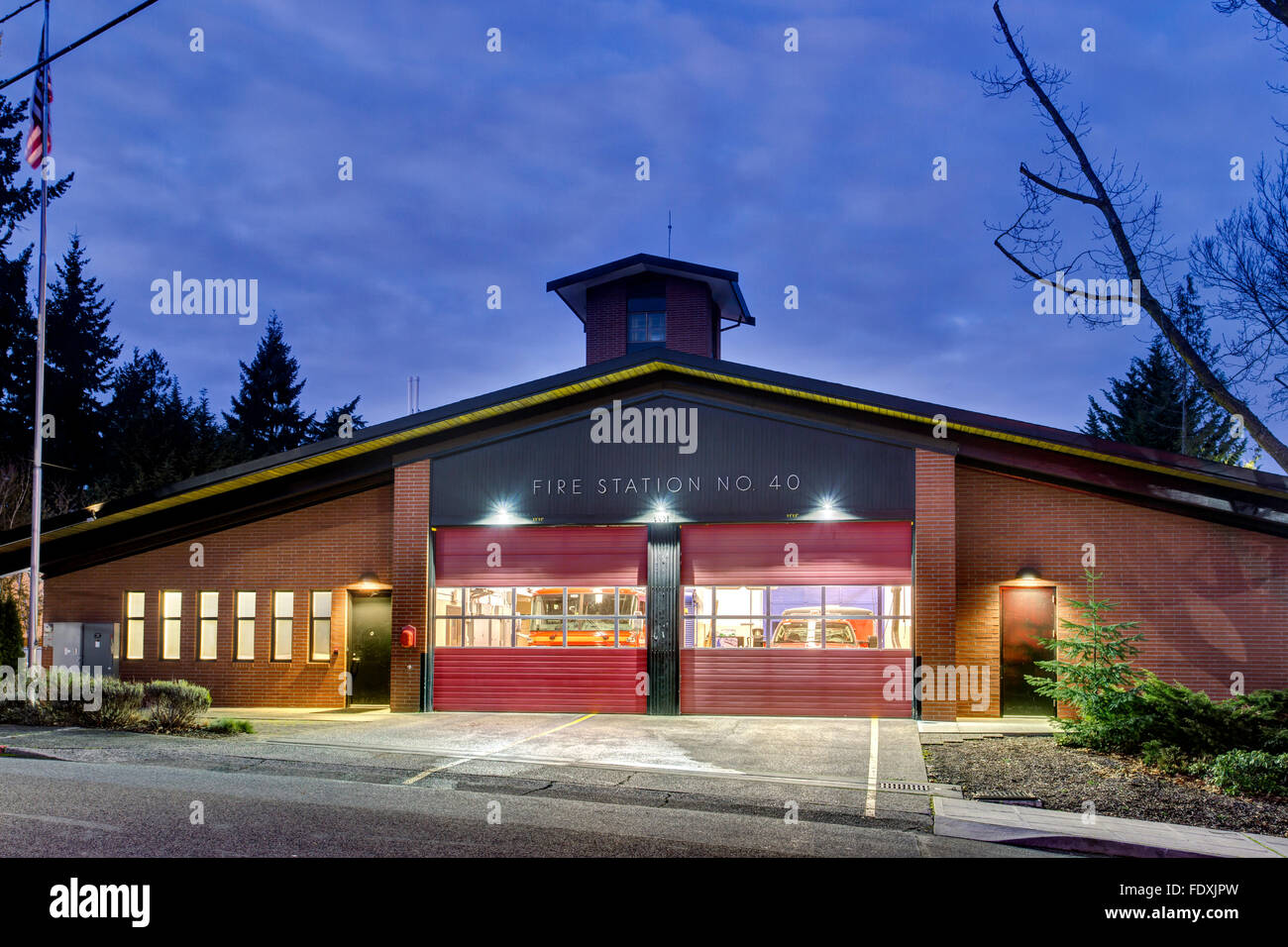 Fire Station in Seattle Washington USA. Photographed at twilight Stock ...