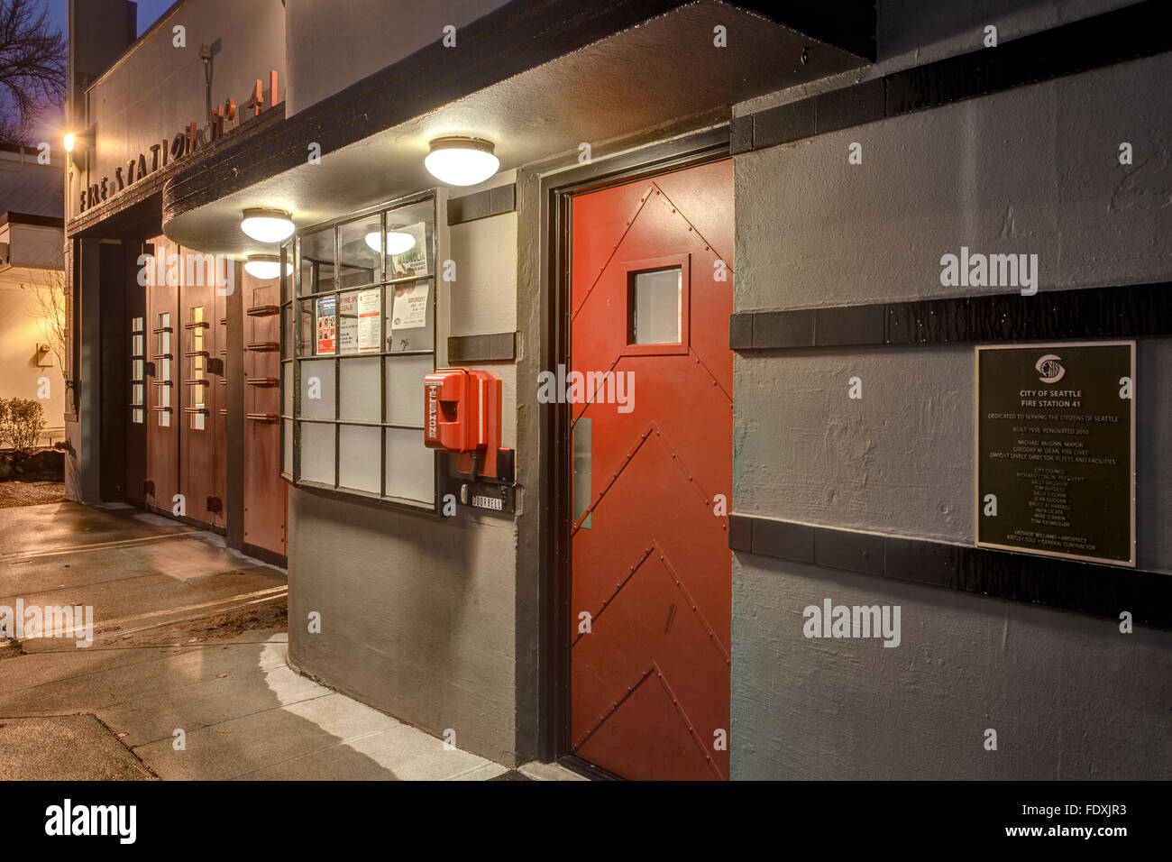 Fire Station in Seattle Washington USA. Photographed at twilight Stock ...