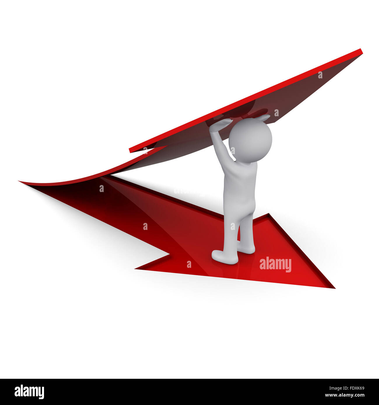 3D man lifting up a red arrow Stock Photo - Alamy