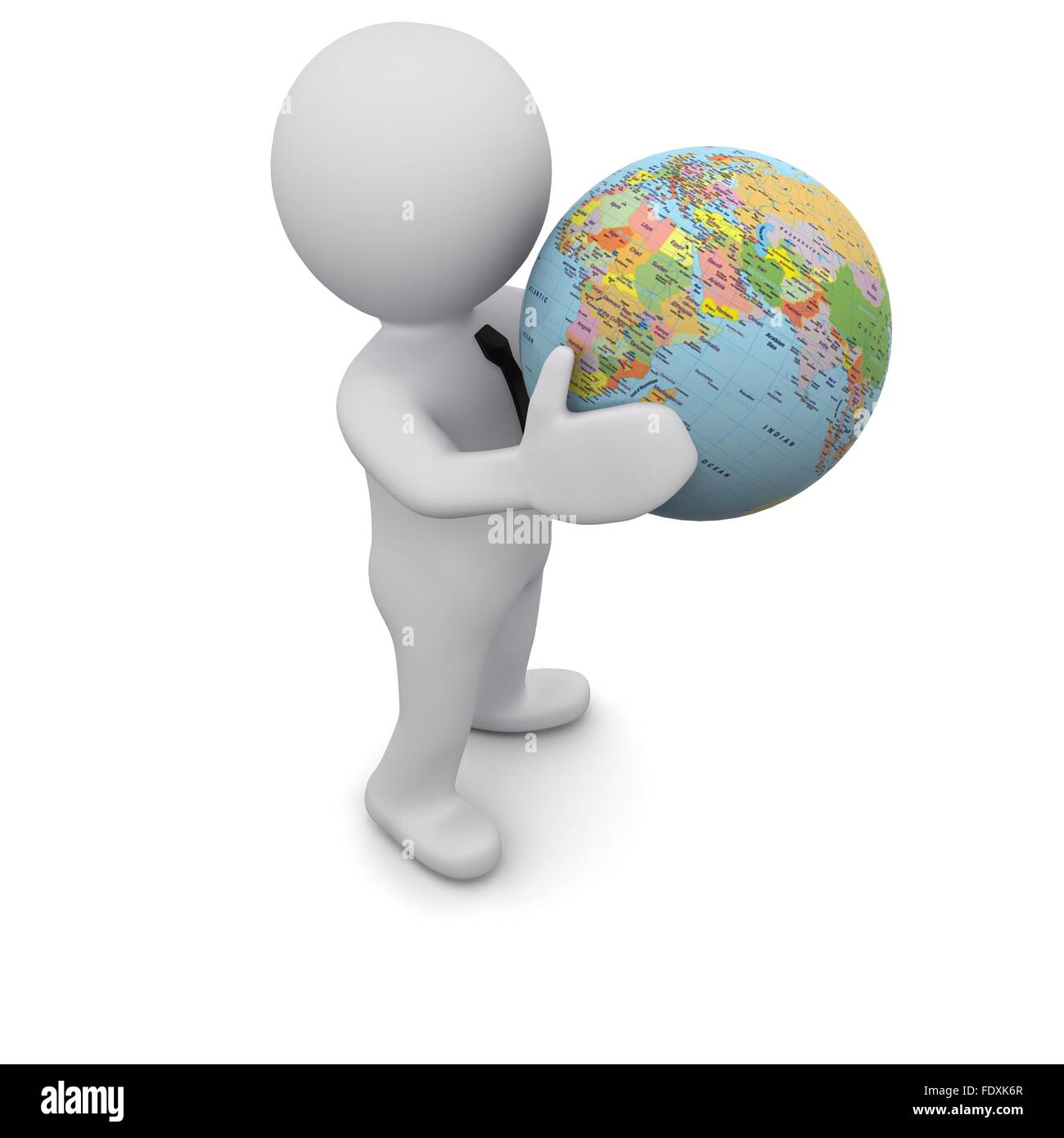 Three-dimensional man holding a globe of the Earth. Series "3D Man ...