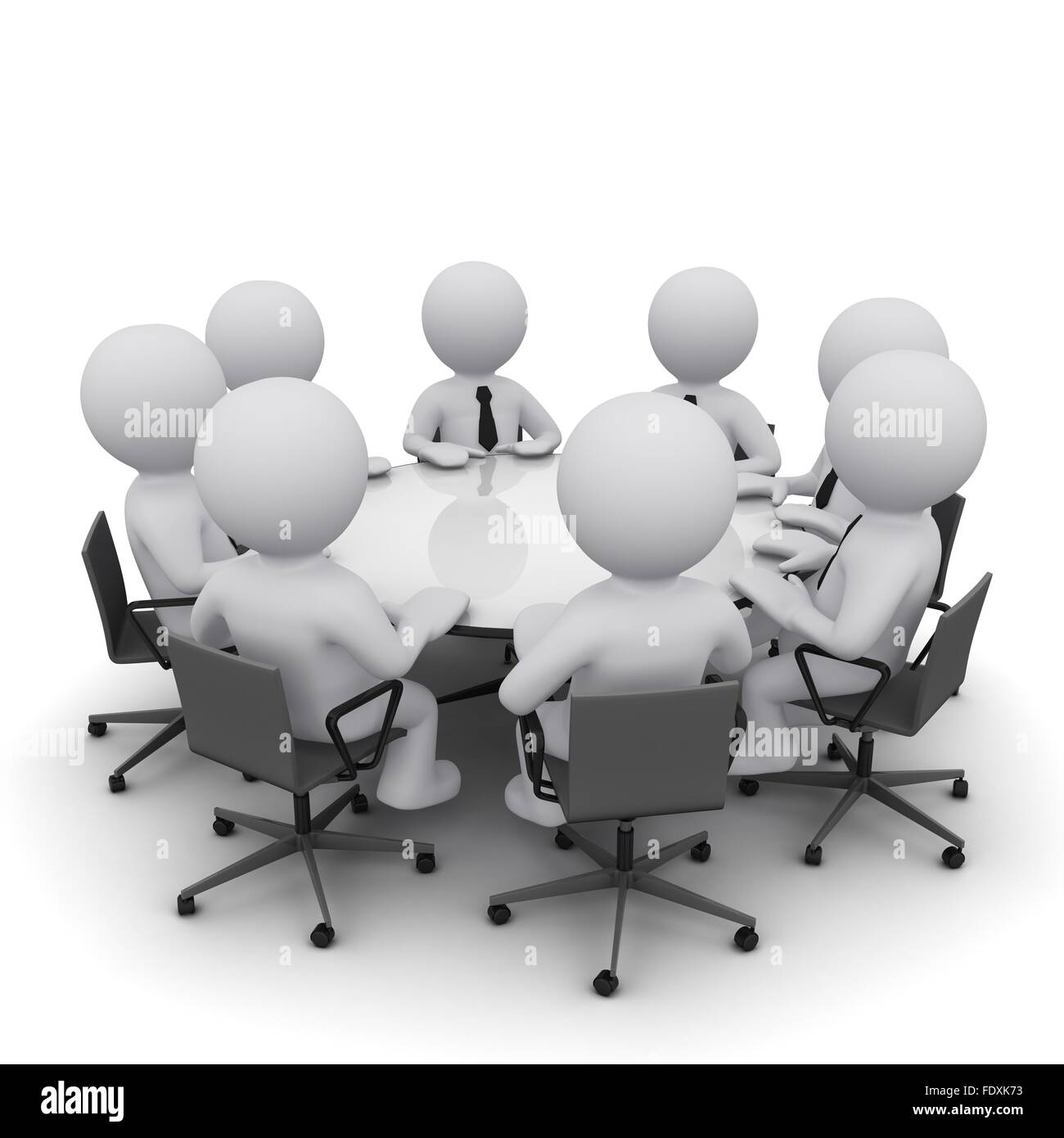 3D men sitting at a round table and having business meeting Stock Photo ...