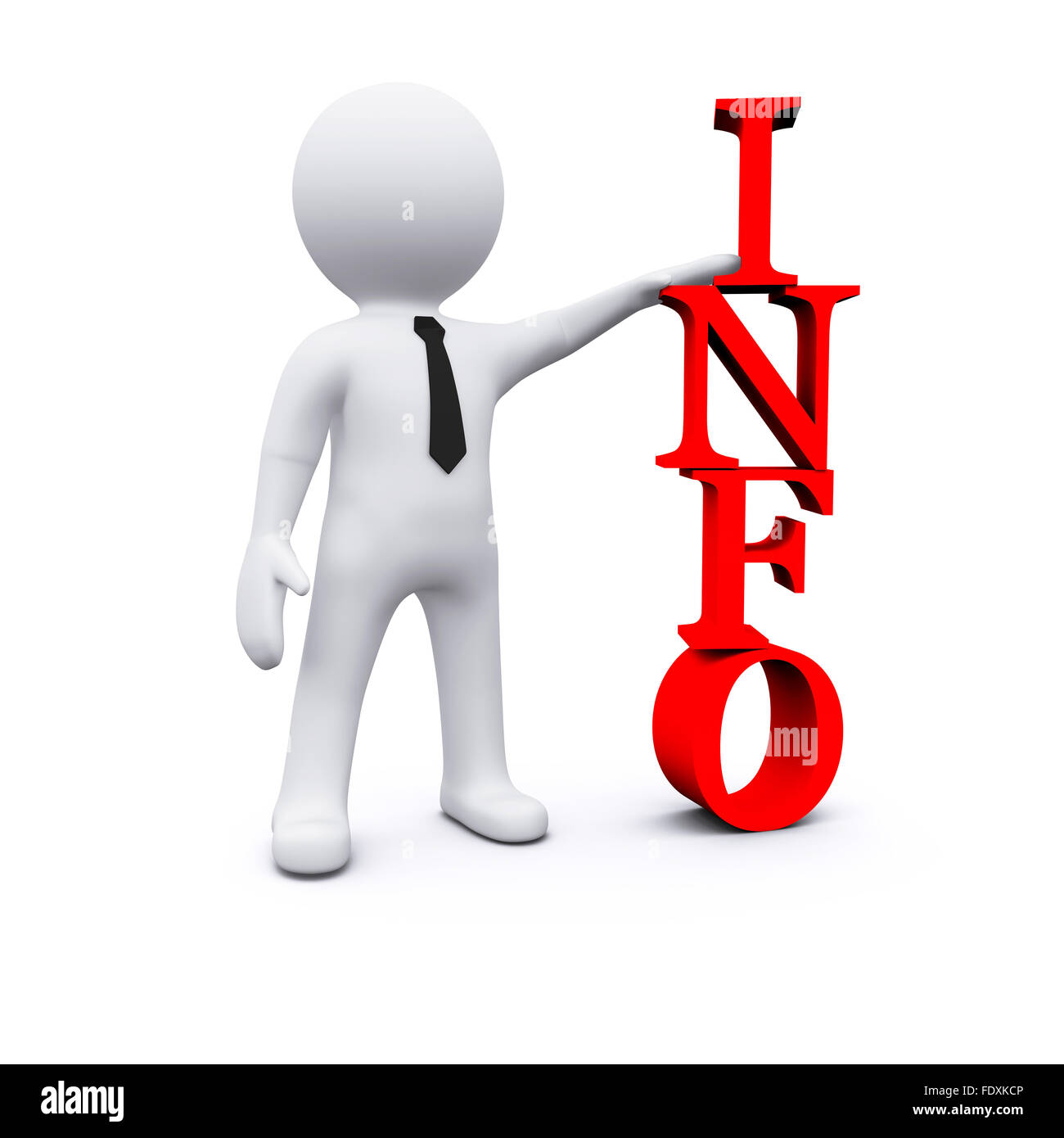 3D man standing near sign of INFO letters Stock Photo - Alamy