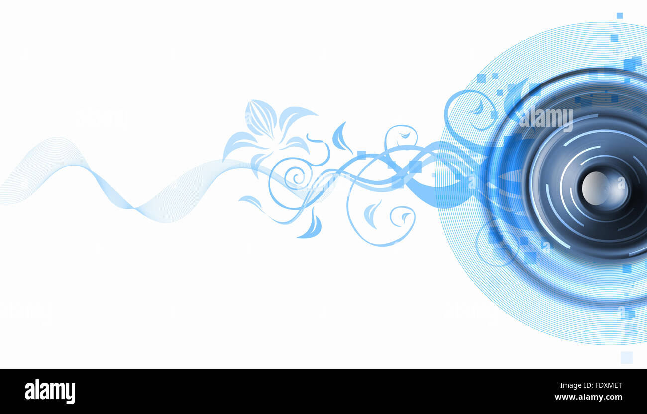 image of speakerphones and sound against white background Stock Photo ...