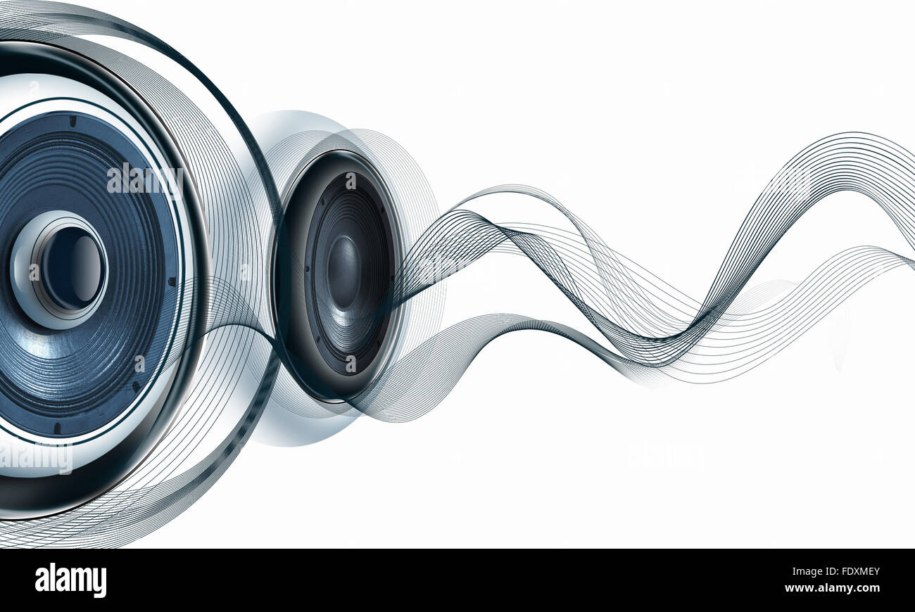 image of speakerphones and sound against white background Stock Photo ...