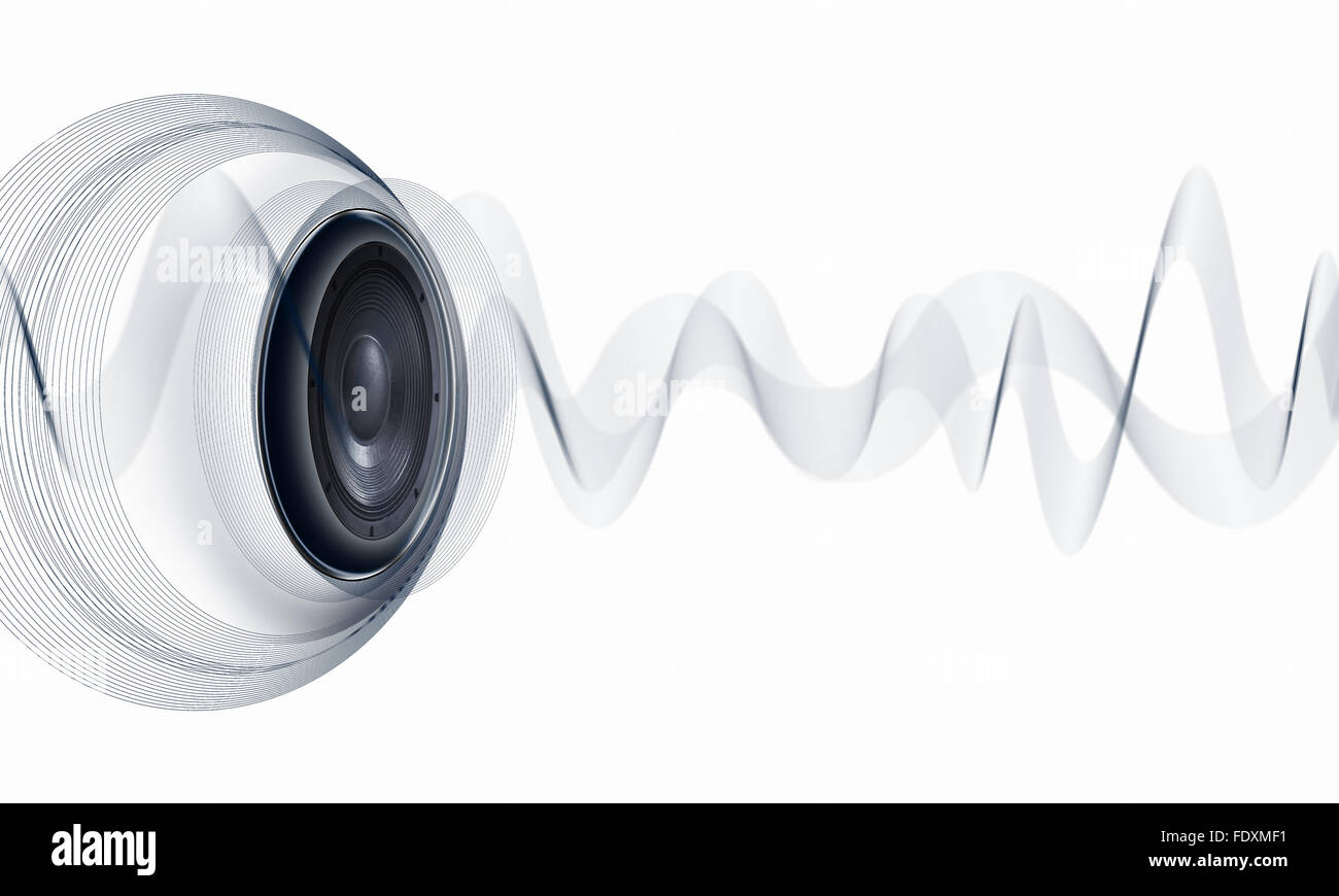 image of speakerphones and sound against white background Stock Photo ...