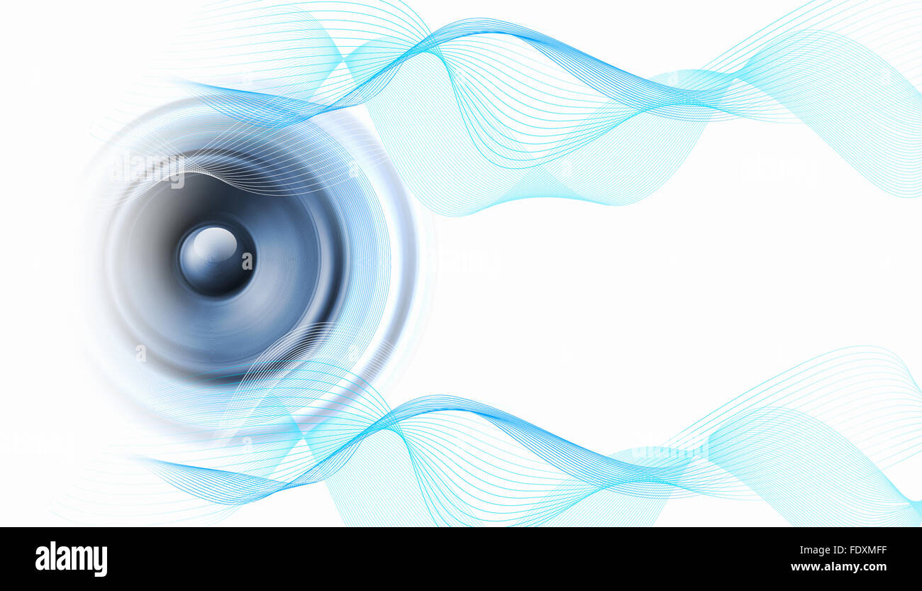 image of speakerphones and sound against white background Stock Photo ...