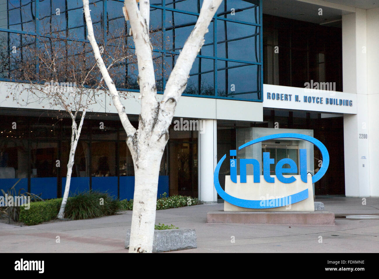 A sign is seen at Intel's corporate headquarters in Santa Clara ...