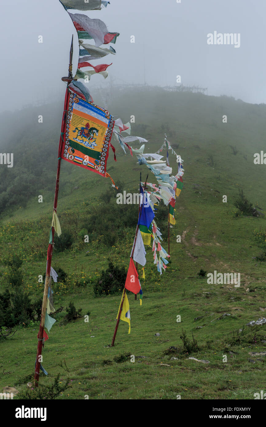Prayer Flags at Chelela Pass, Bhutan Stock Photo - Alamy