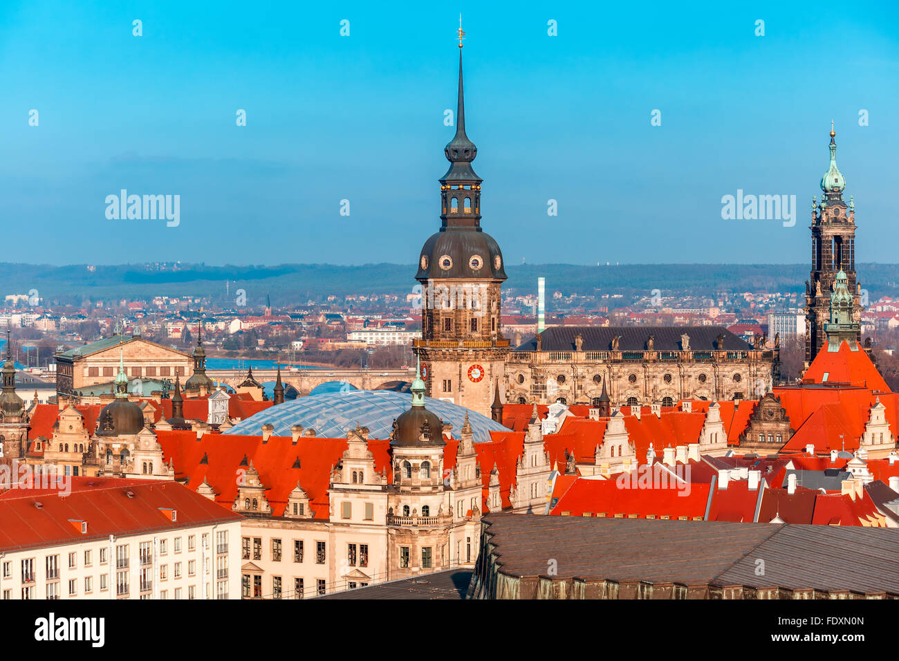 Aerial view of domes and roofs Dresden, Germany Stock Photo - Alamy