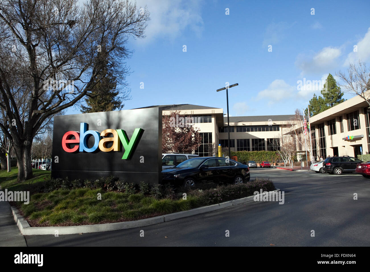 A sign is seen at eBay's headquarters in San Jose, California Stock ...