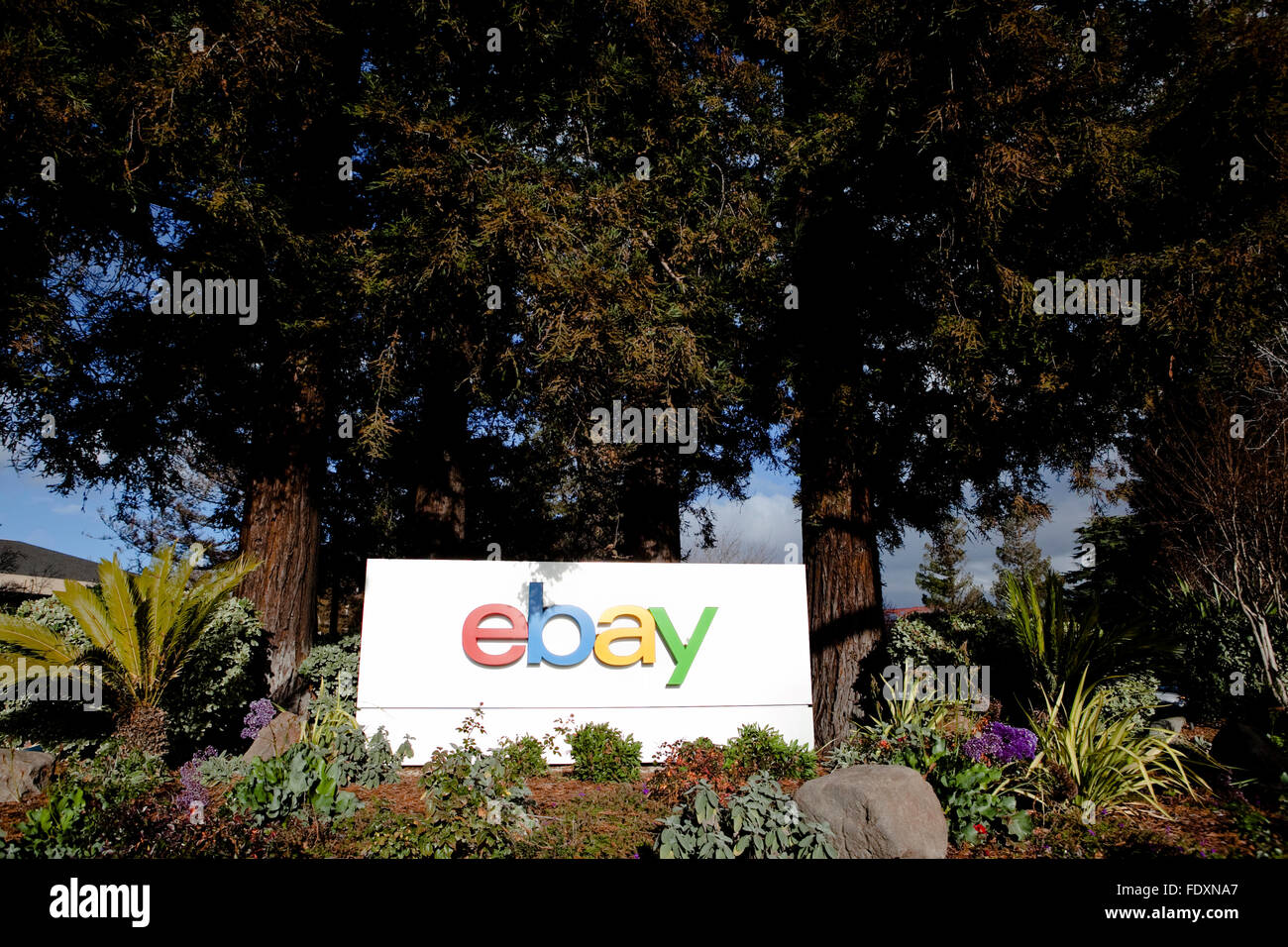 A sign is seen at eBay's headquarters in San Jose, California Stock ...