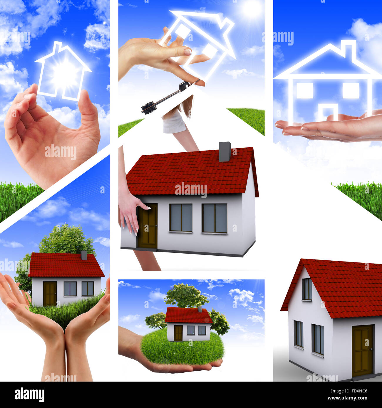 Symbol of a successful real estate business. Collage. Illustrations ...