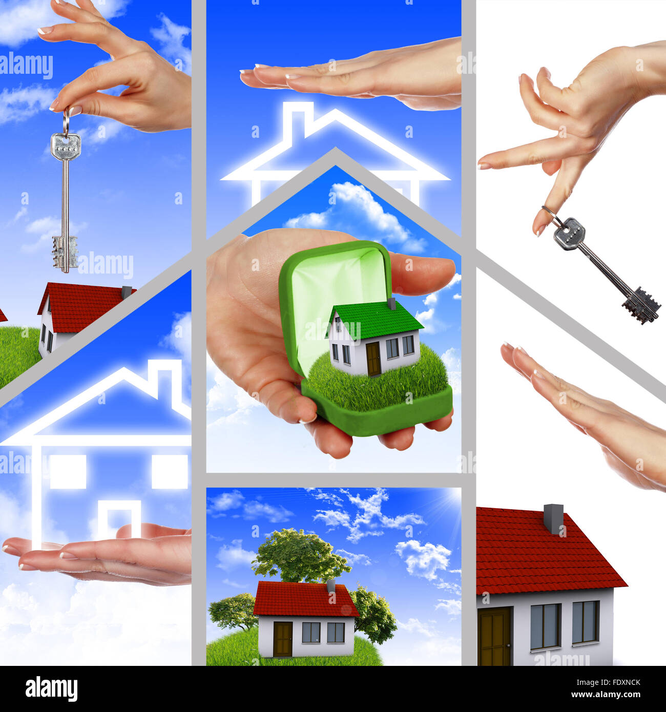 Symbol of a successful real estate business. Collage. Illustrations ...