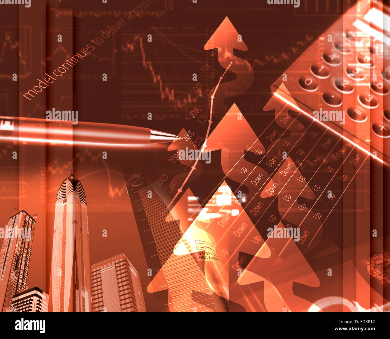 Colour illustration of business and financial charts and graphs Stock ...