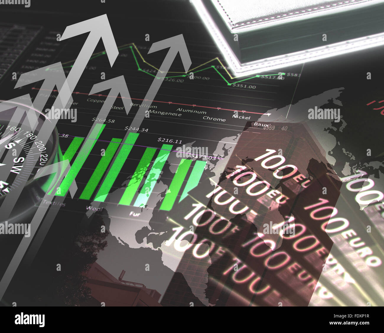 Colour illustration of business and financial charts and graphs Stock ...