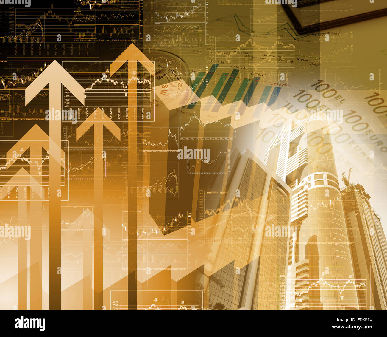 Colour illustration of business and financial charts and graphs Stock ...