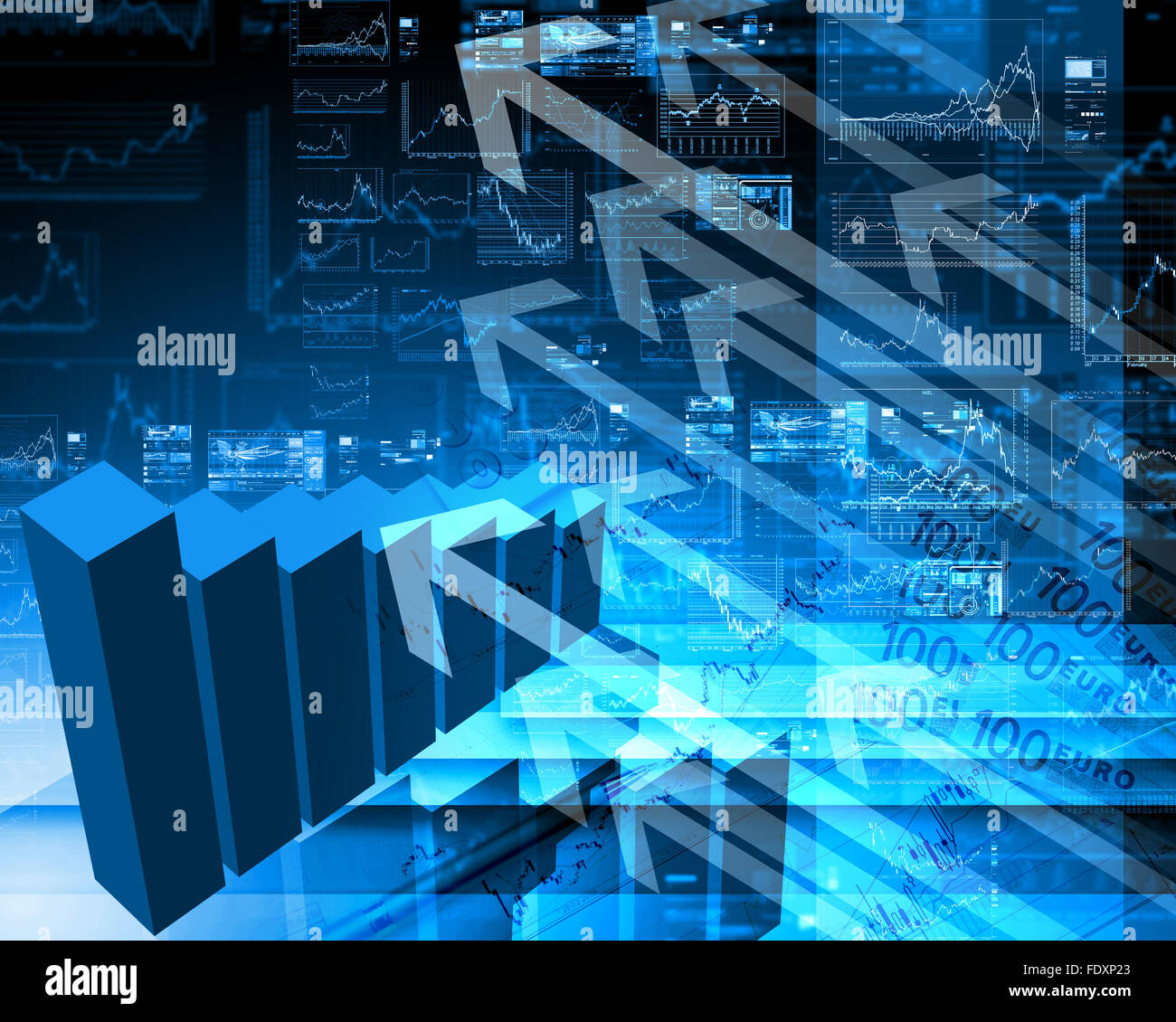 Colour illustration of business and financial charts and graphs Stock ...