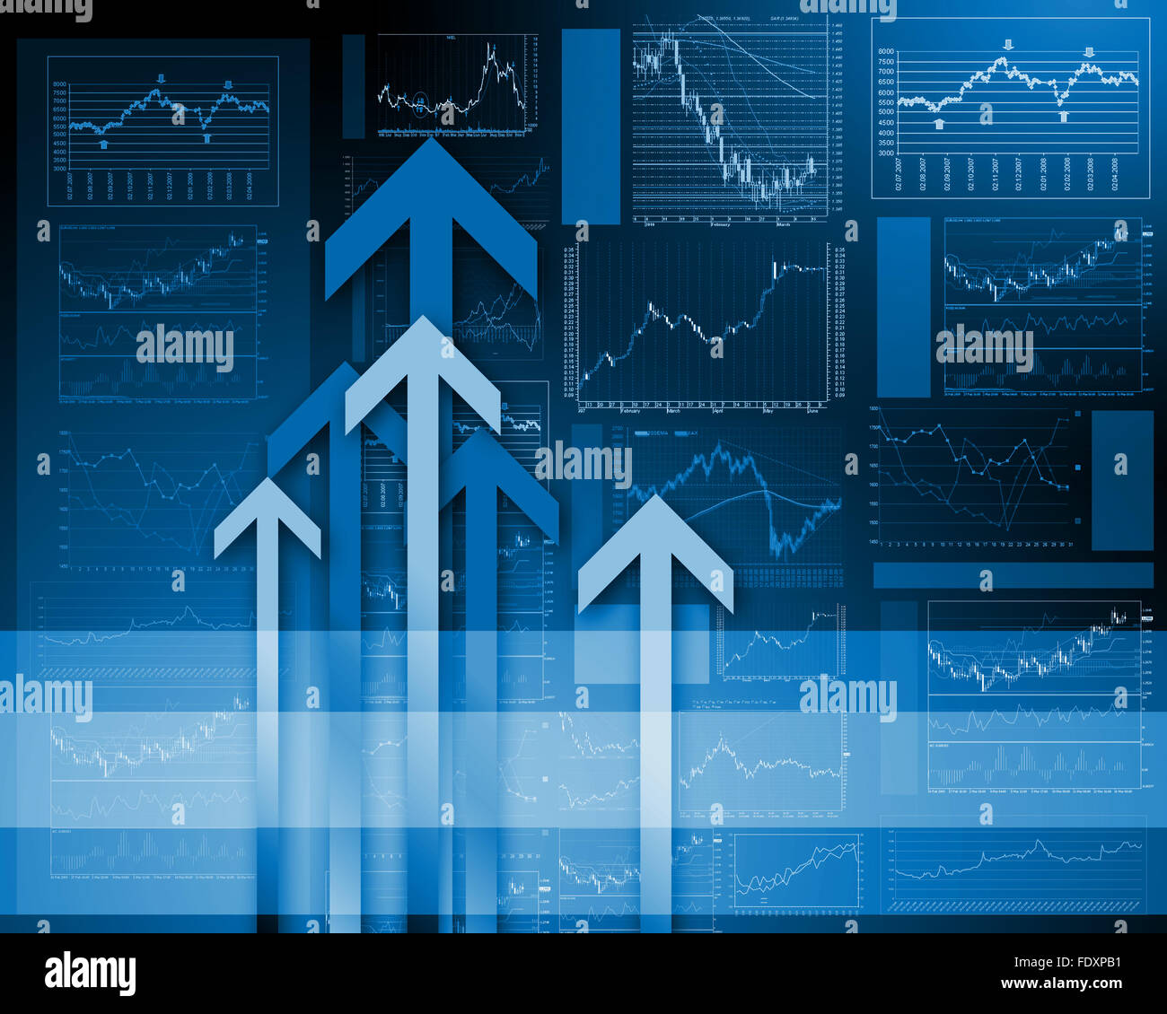 Colour illustration of business and financial charts and graphs Stock ...