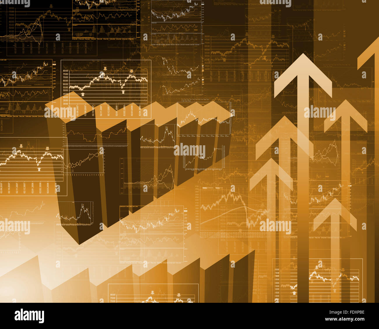 Colour illustration of business and financial charts and graphs Stock ...