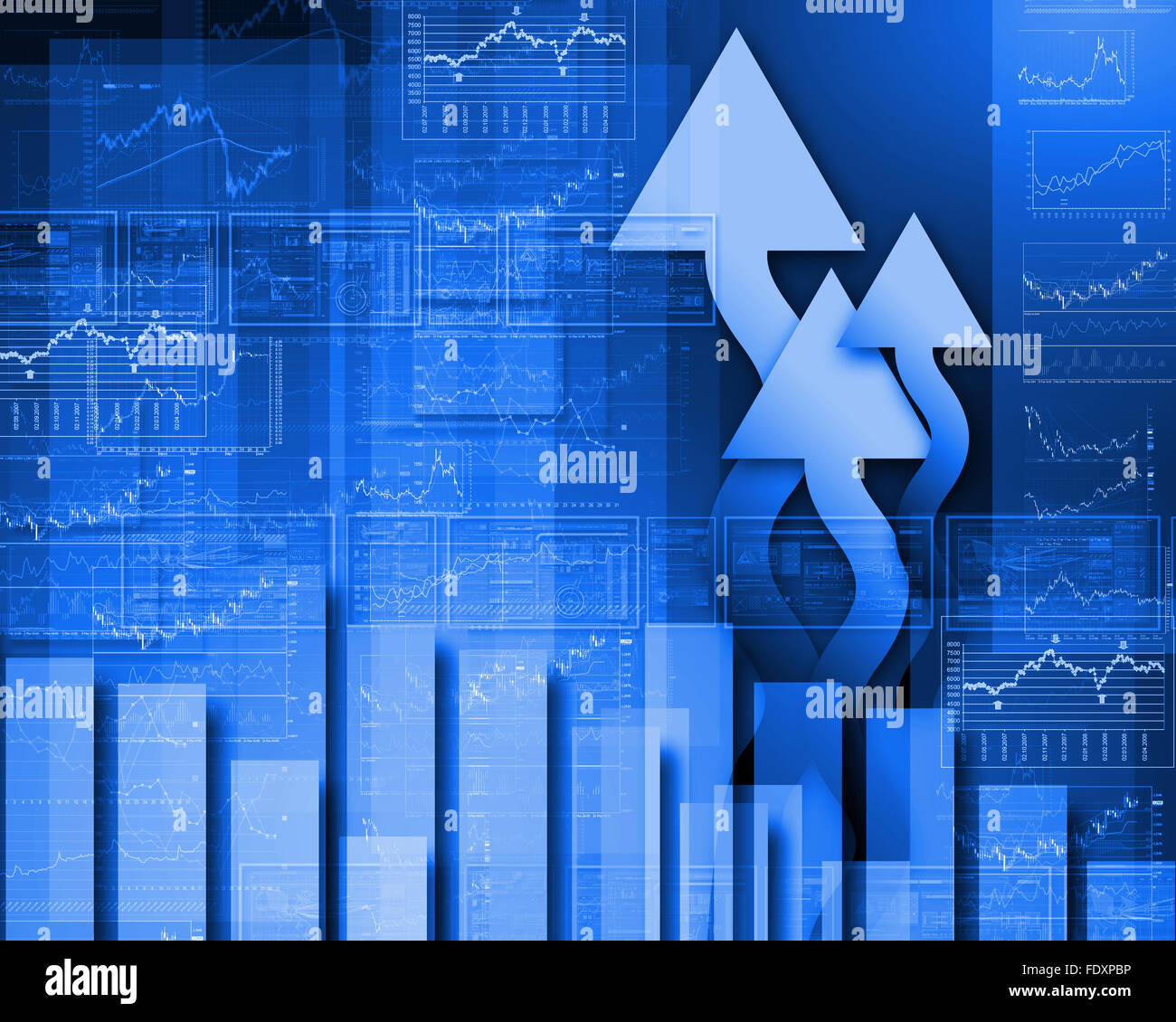 Colour illustration of business and financial charts and graphs Stock ...