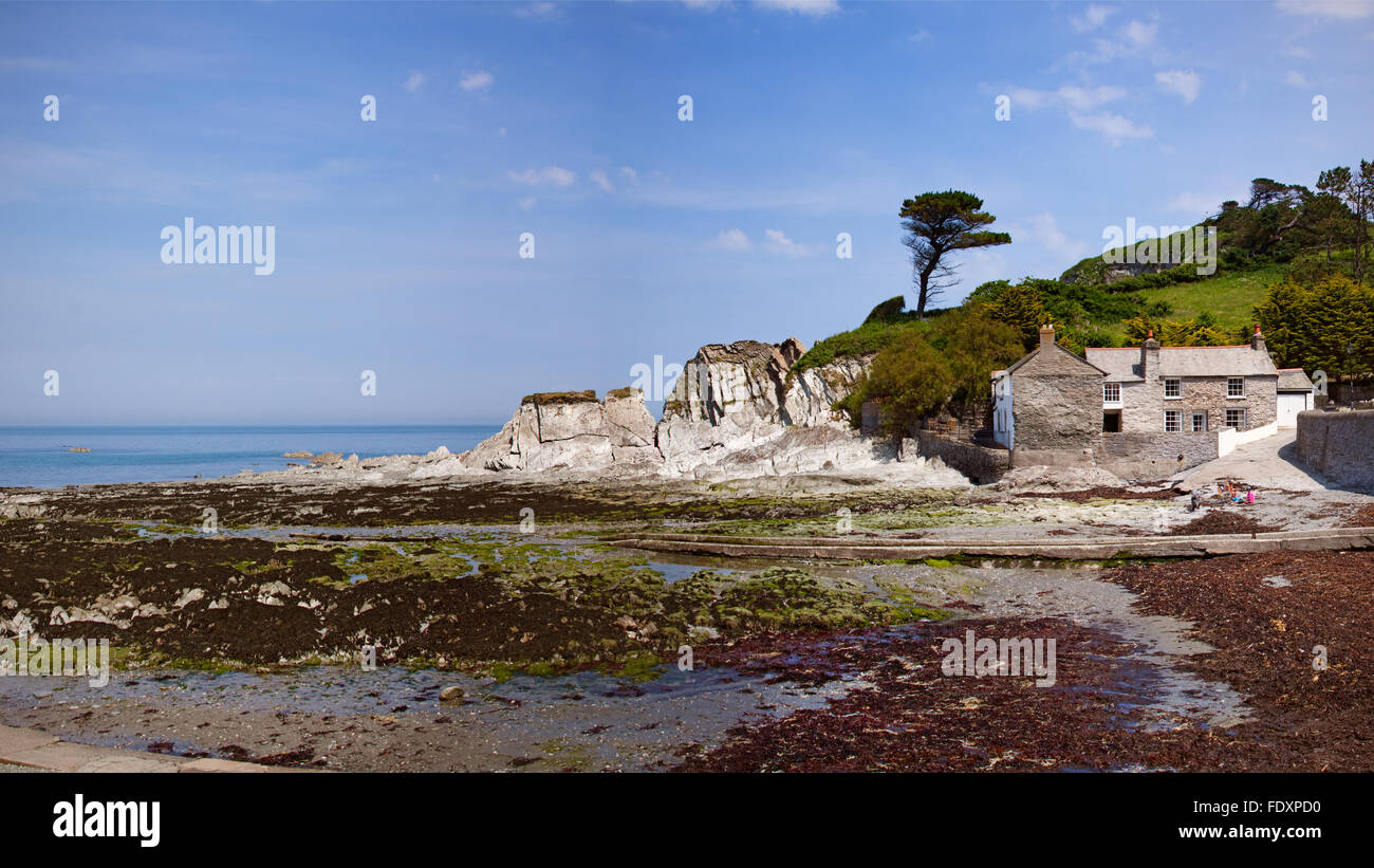 Panoramic view of Lee Bay on the North Devon coast of England Stock ...