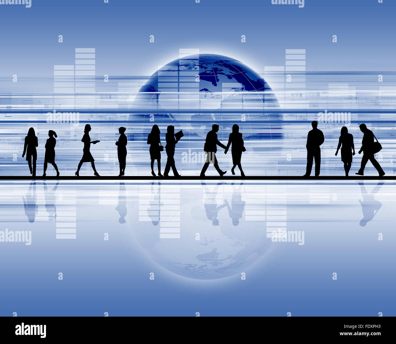 business people standing against world map background Stock Photo - Alamy
