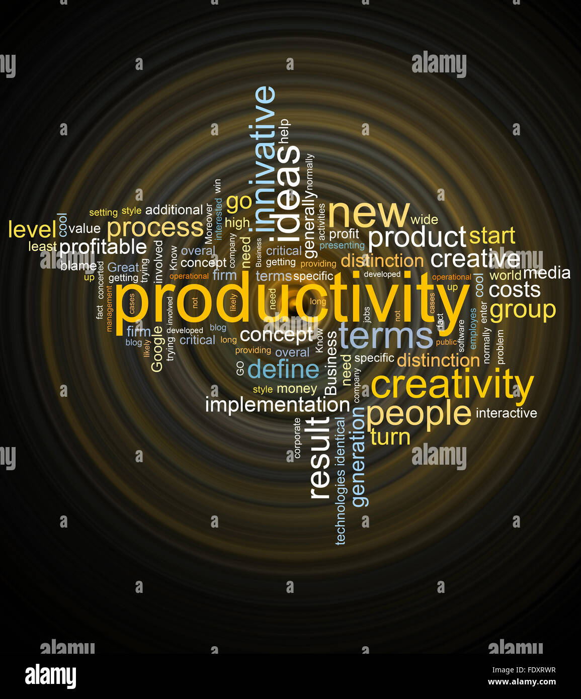 collage of different words on a dark background on business topics ...