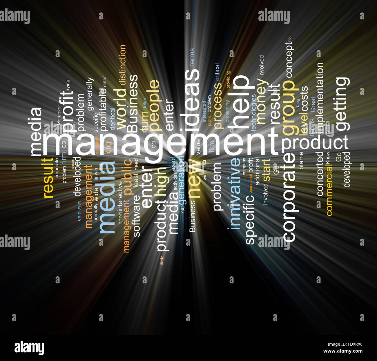 collage of different words on a dark background on business topics ...
