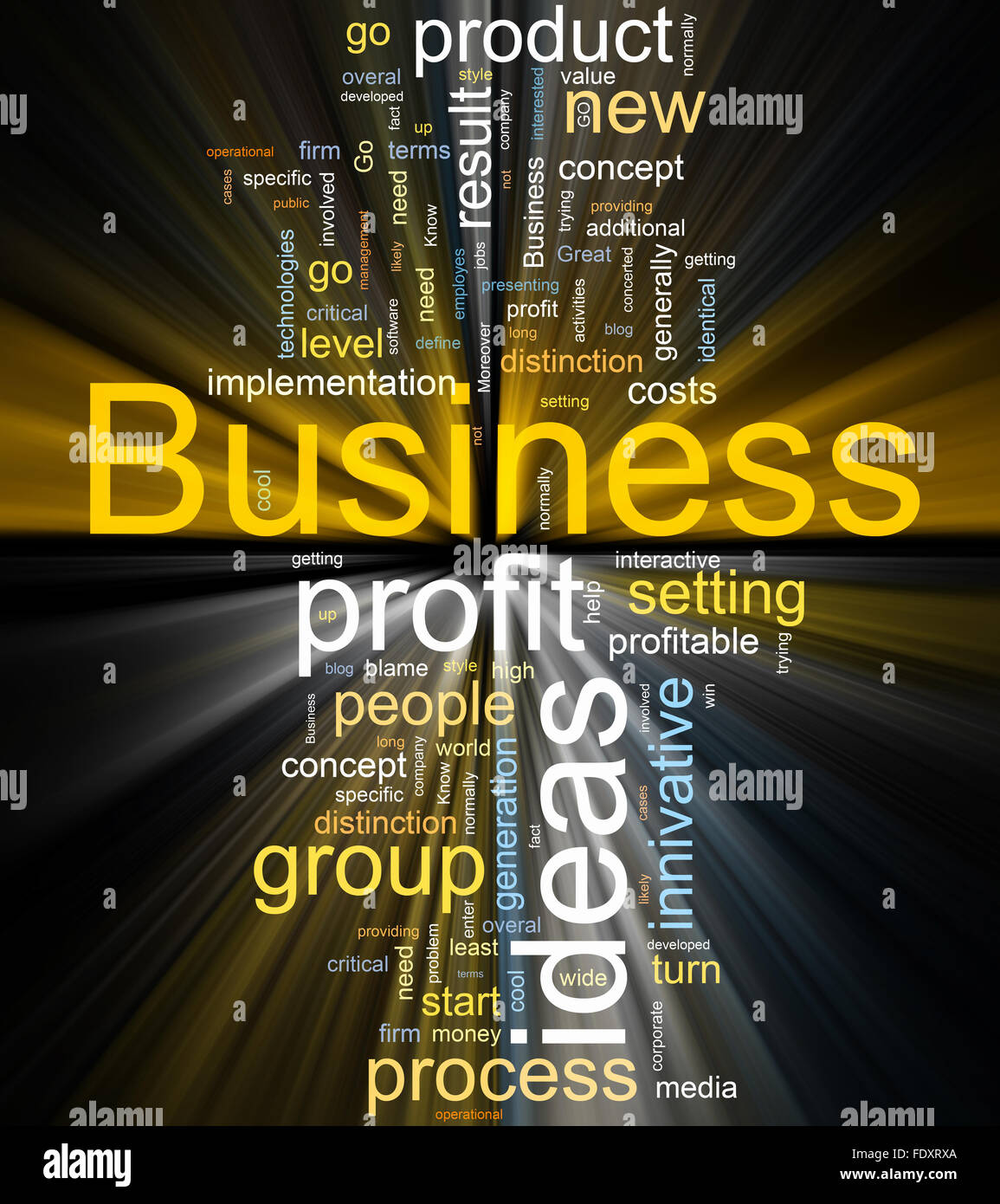 collage of different words on a dark background on business topics ...
