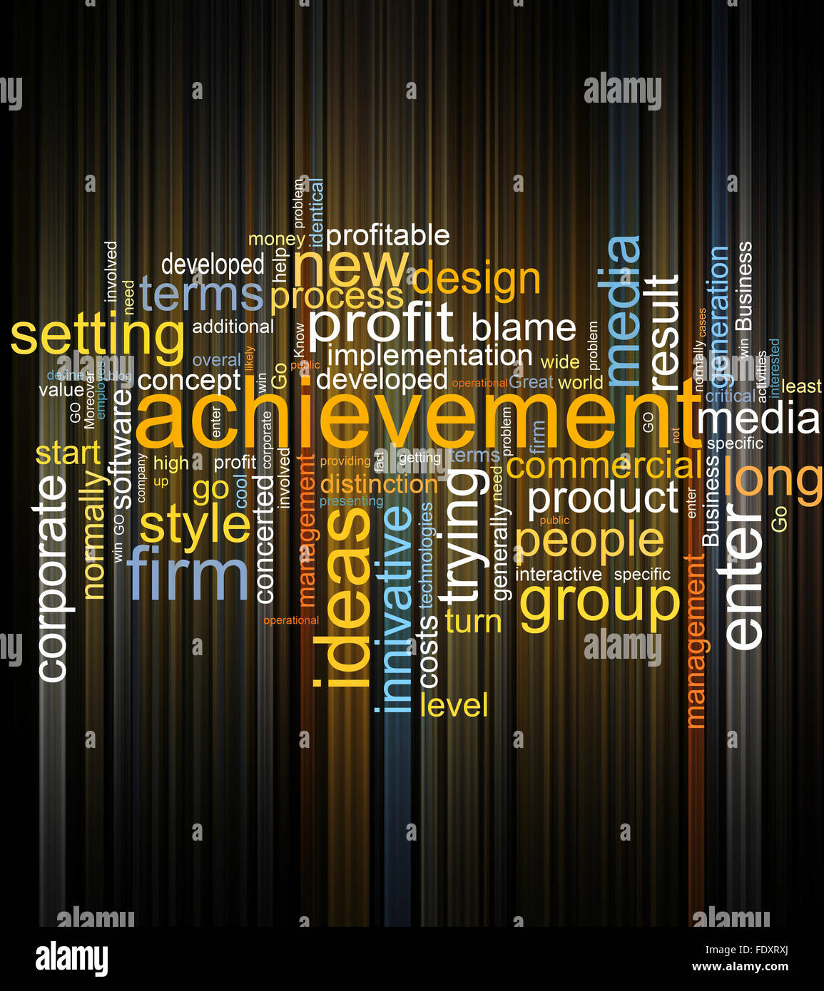 collage of different words on a dark background on business topics ...
