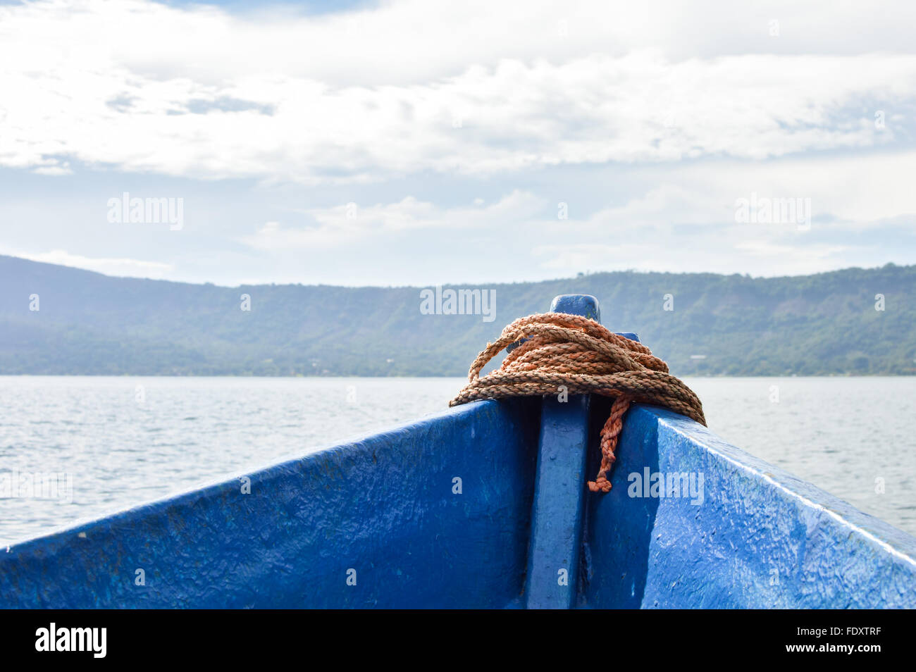 Landscape of the volcanic caldera Lake Coatepeque in Salvador seen from ...