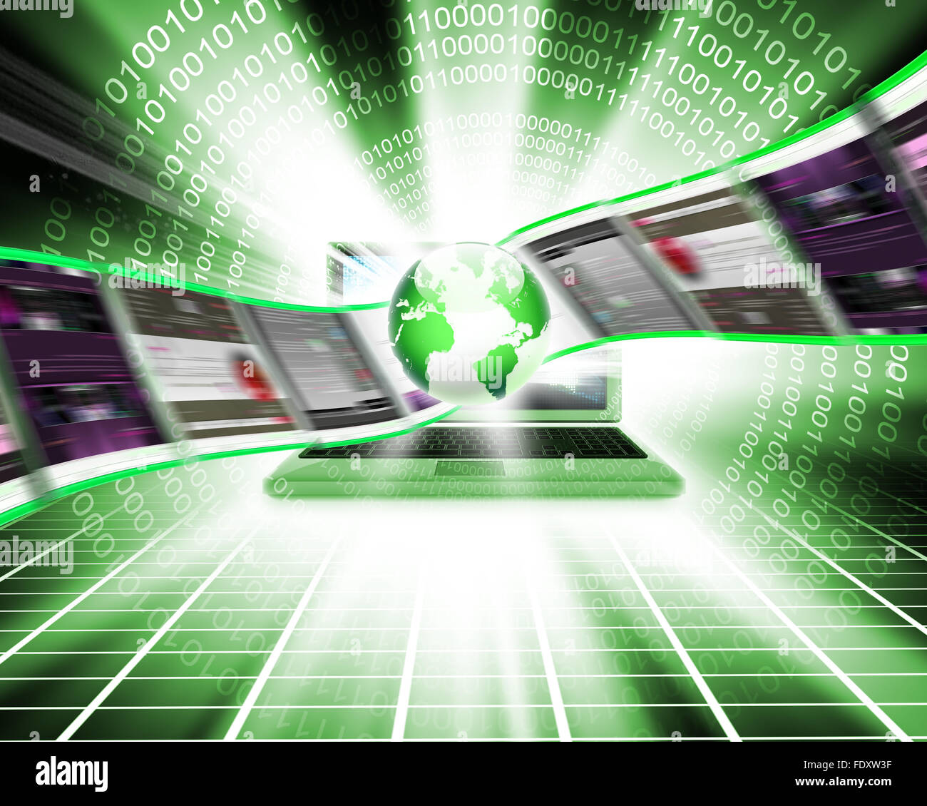 laptop and screens as a symbol of global computer network Stock Photo ...