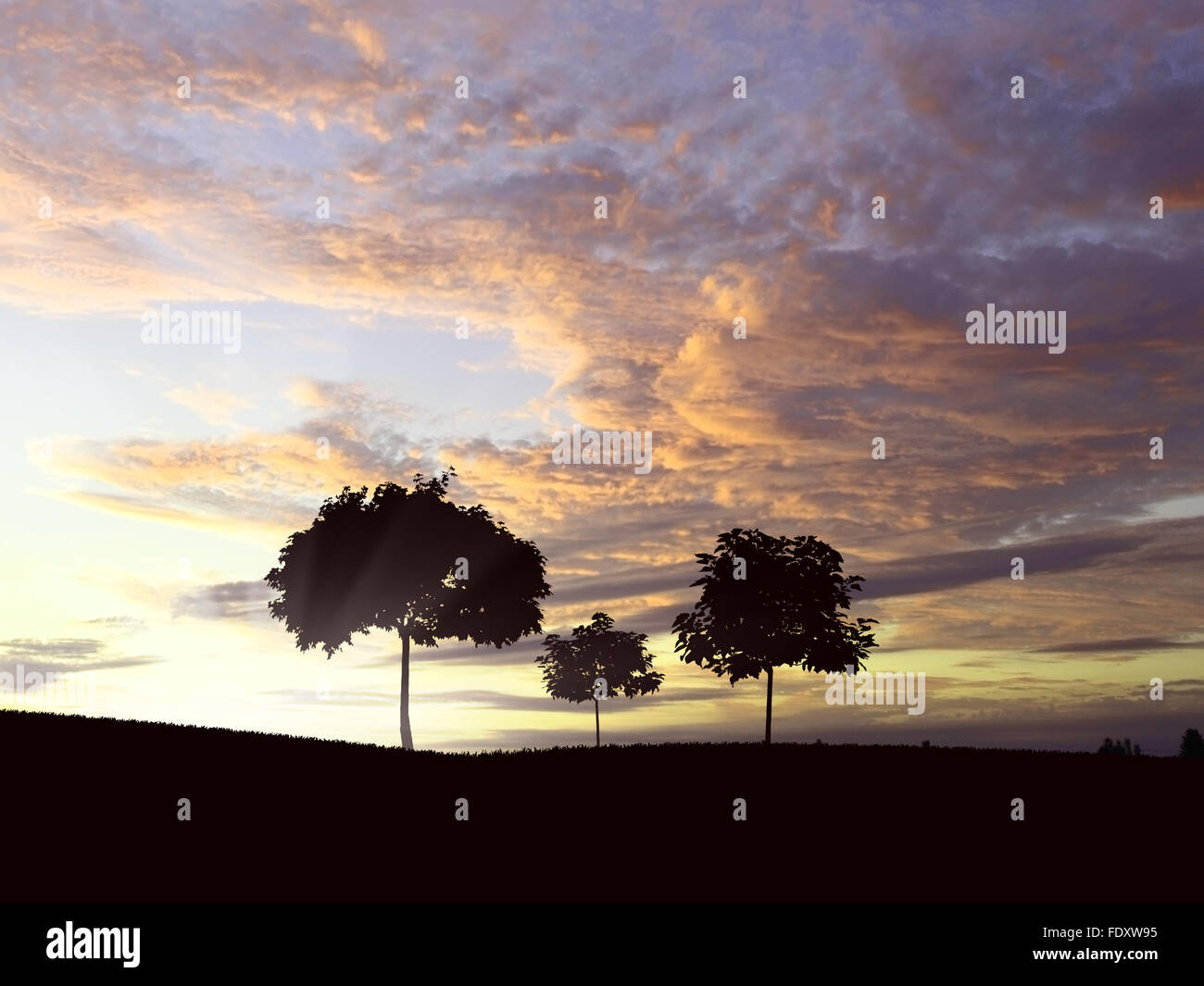 landscape with a lonely tree and horizon Stock Photo - Alamy