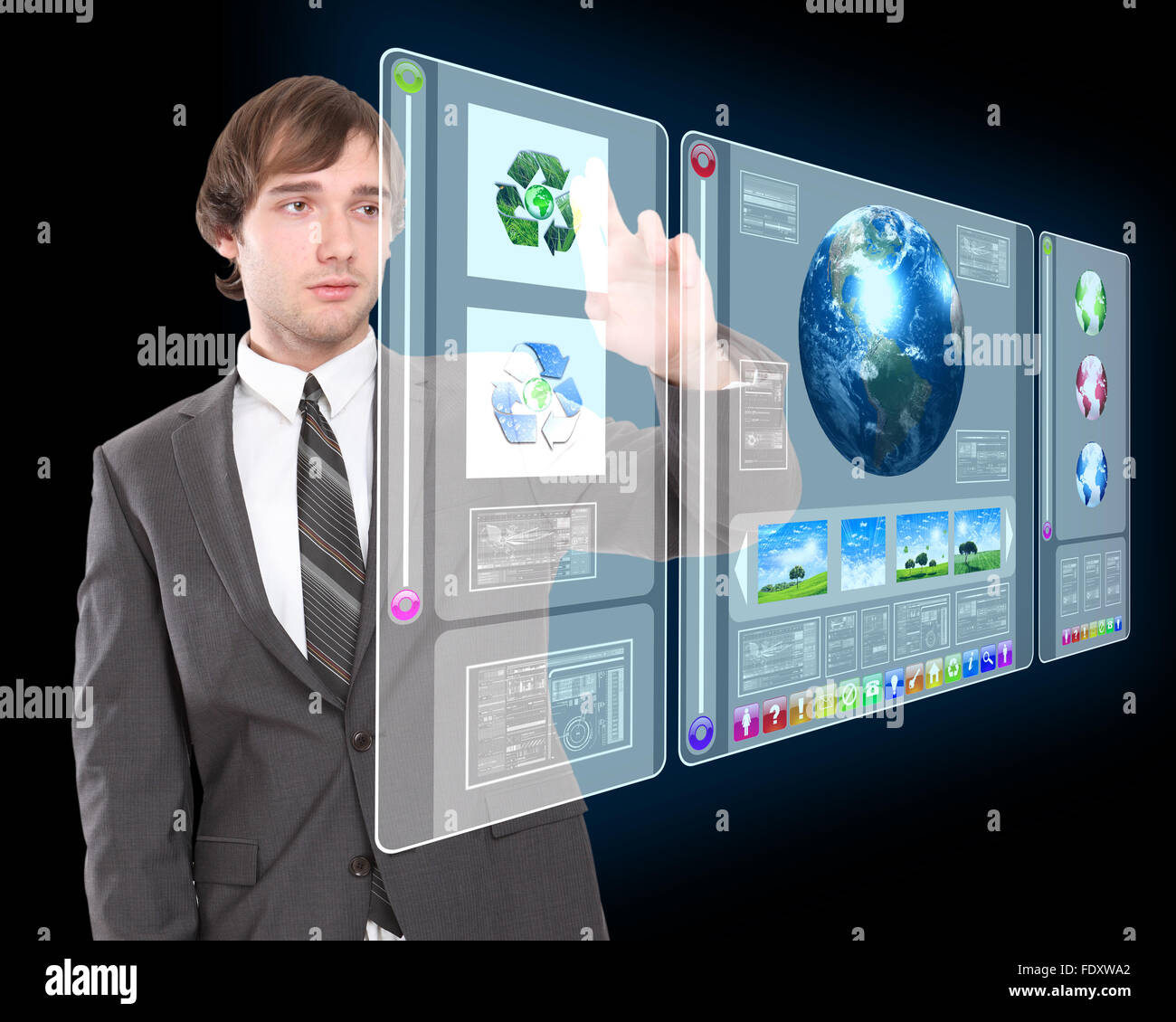 GPS navigator display with globe and map images on it Stock Photo - Alamy