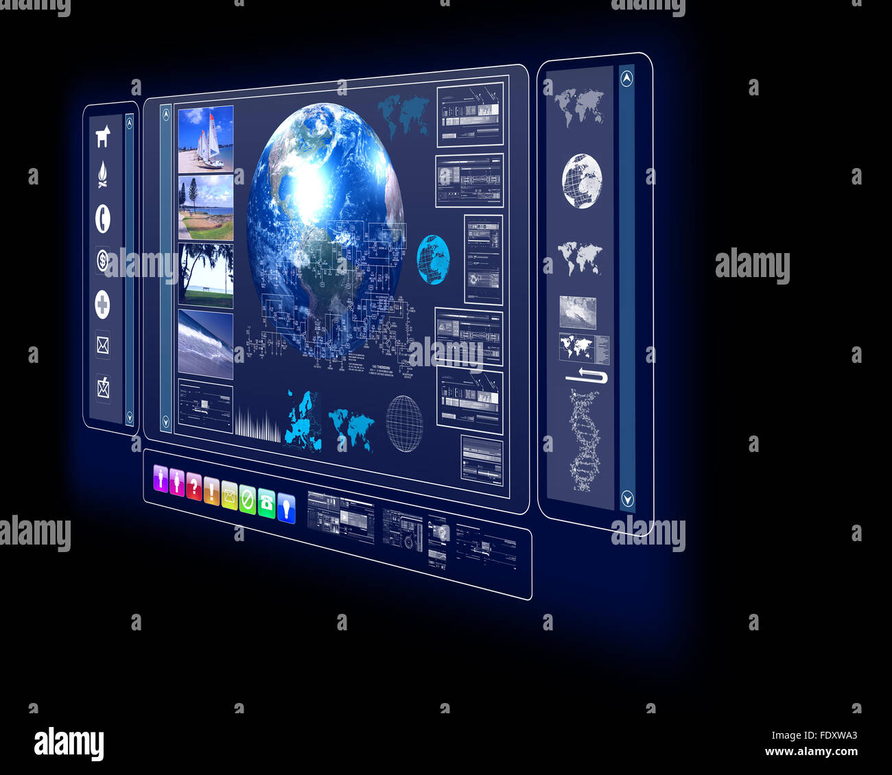 GPS navigator display with globe and map images on it Stock Photo - Alamy
