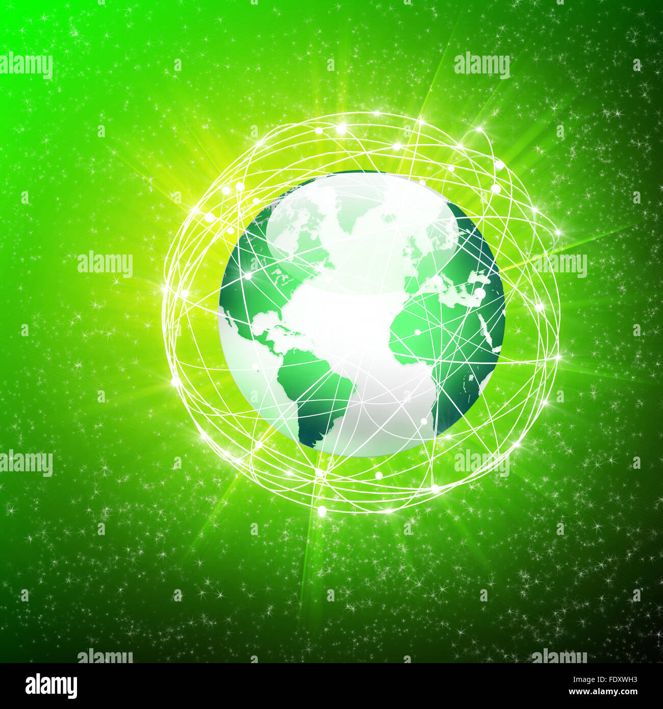 Earth and the communication on its surface. A symbol of high-speed and ...