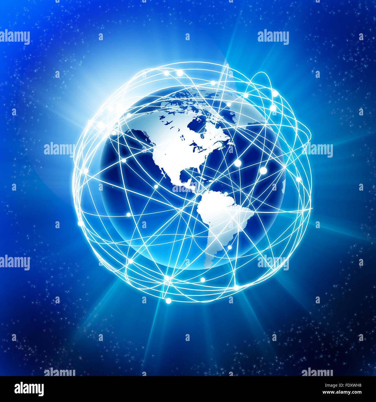 Earth and the communication on its surface. A symbol of high-speed and ...